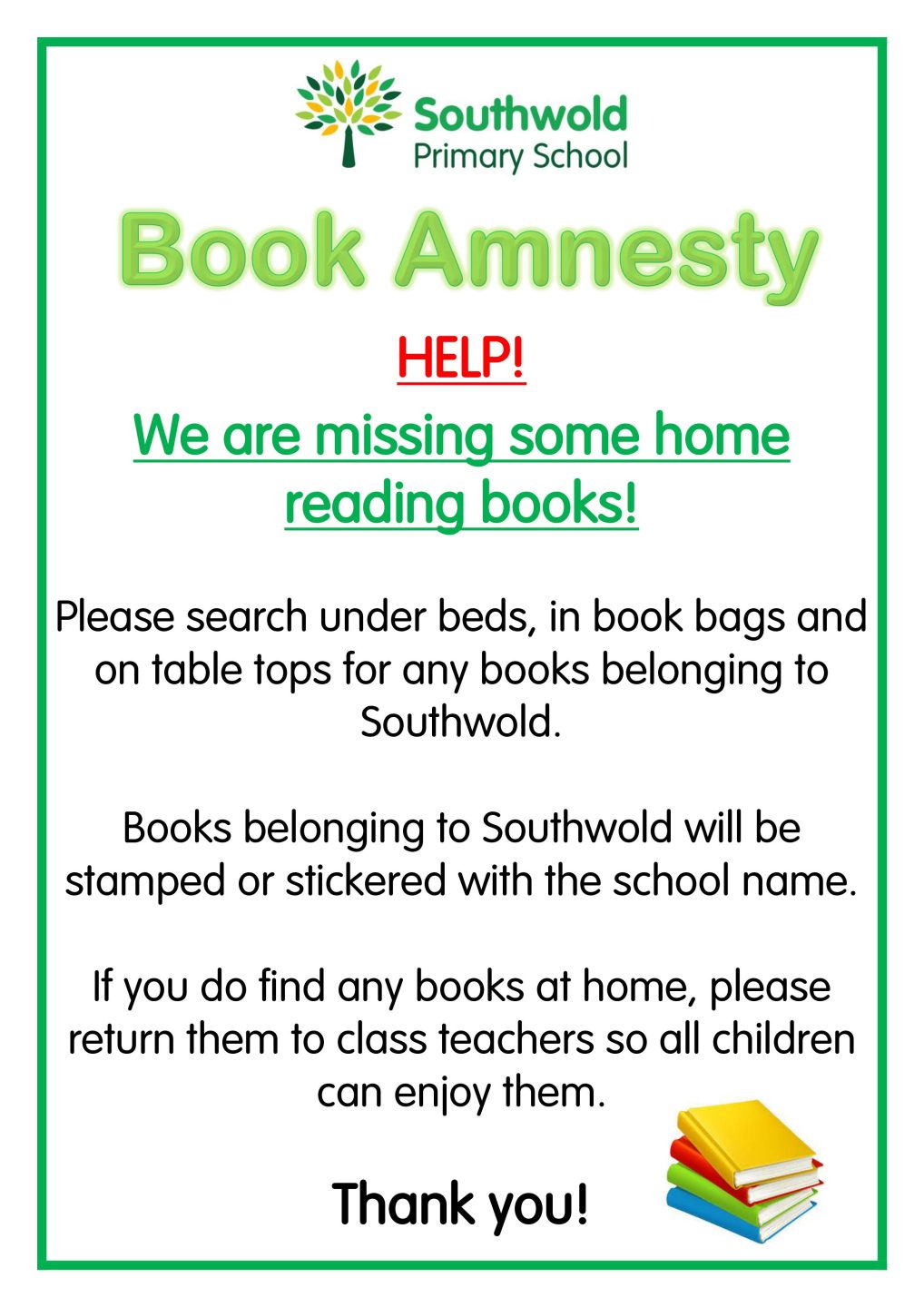 Please Return Reading Books - Southwold Primary School